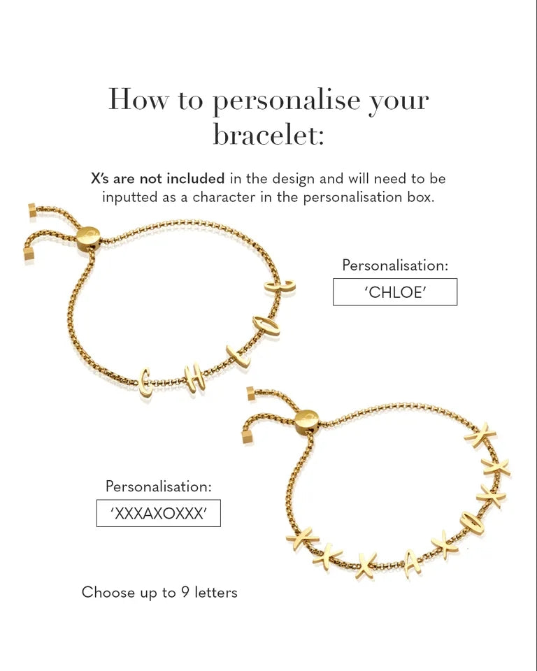 18k Gold Plated Box Chain Personalized Letter Bracelet – HMU Ladies ...