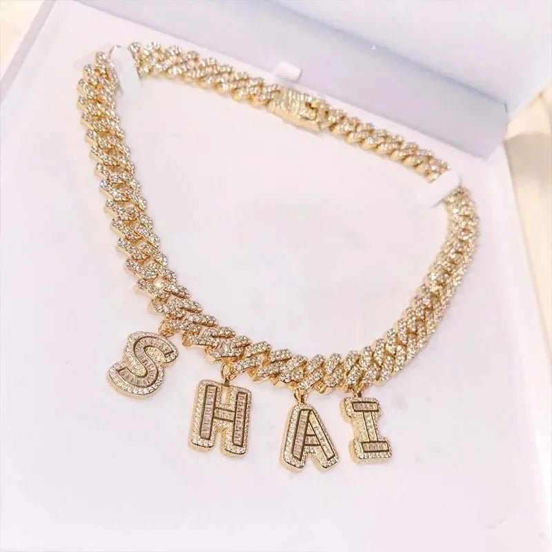 CZ Blinged out Personalized Necklace – HMU Ladies Custom Designs ...